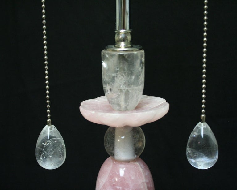 Pair of Modern Rock Crystal and Rose Quartz Table Lamps at 1stDibs