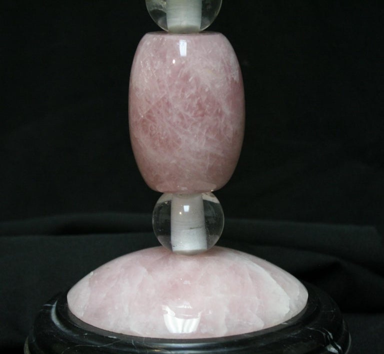 Pair of Modern Rock Crystal and Rose Quartz Table Lamps at 1stDibs