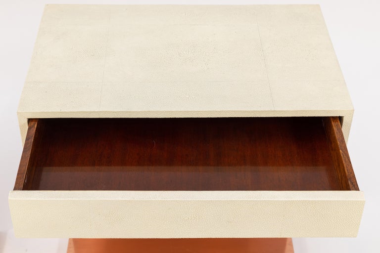 Pair of Modern Side Tables with Shagreen Tops and Copper Finish For ...
