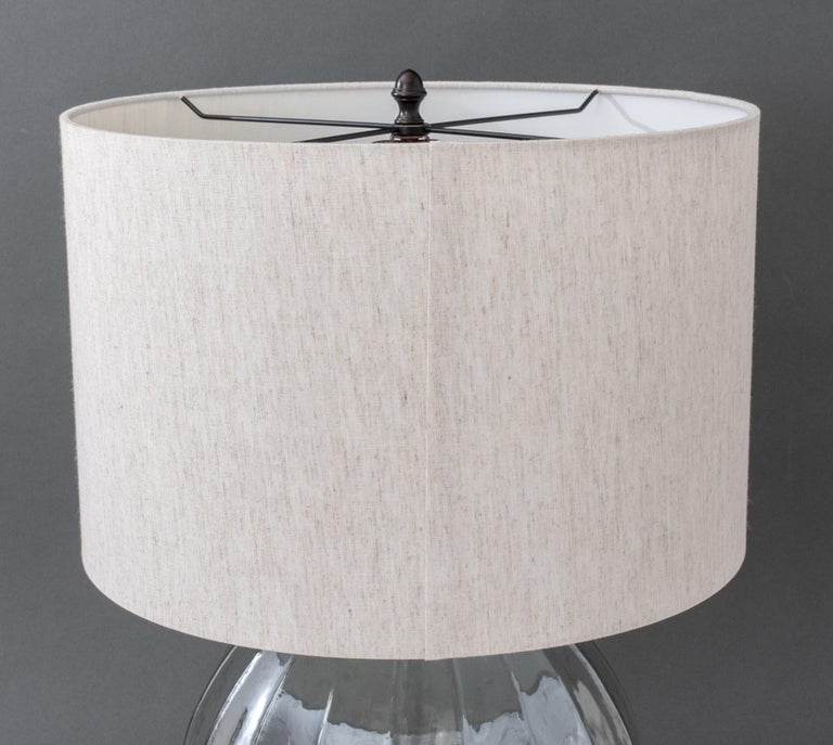 Pair of Modern Spherical Iridescent Glass Table Lamp For Sale at 1stDibs