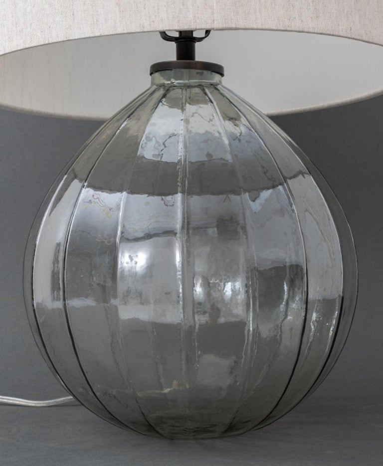 Pair of Modern Spherical Iridescent Glass Table Lamp For Sale at 1stDibs