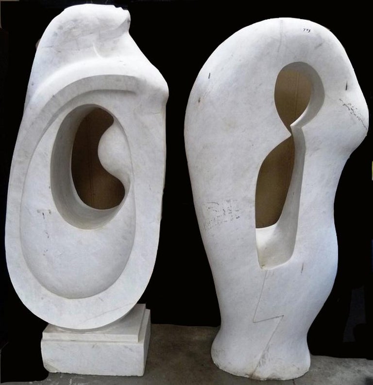 Pair of Modern Style Marble Abstract Sculpture Statues at 1stDibs