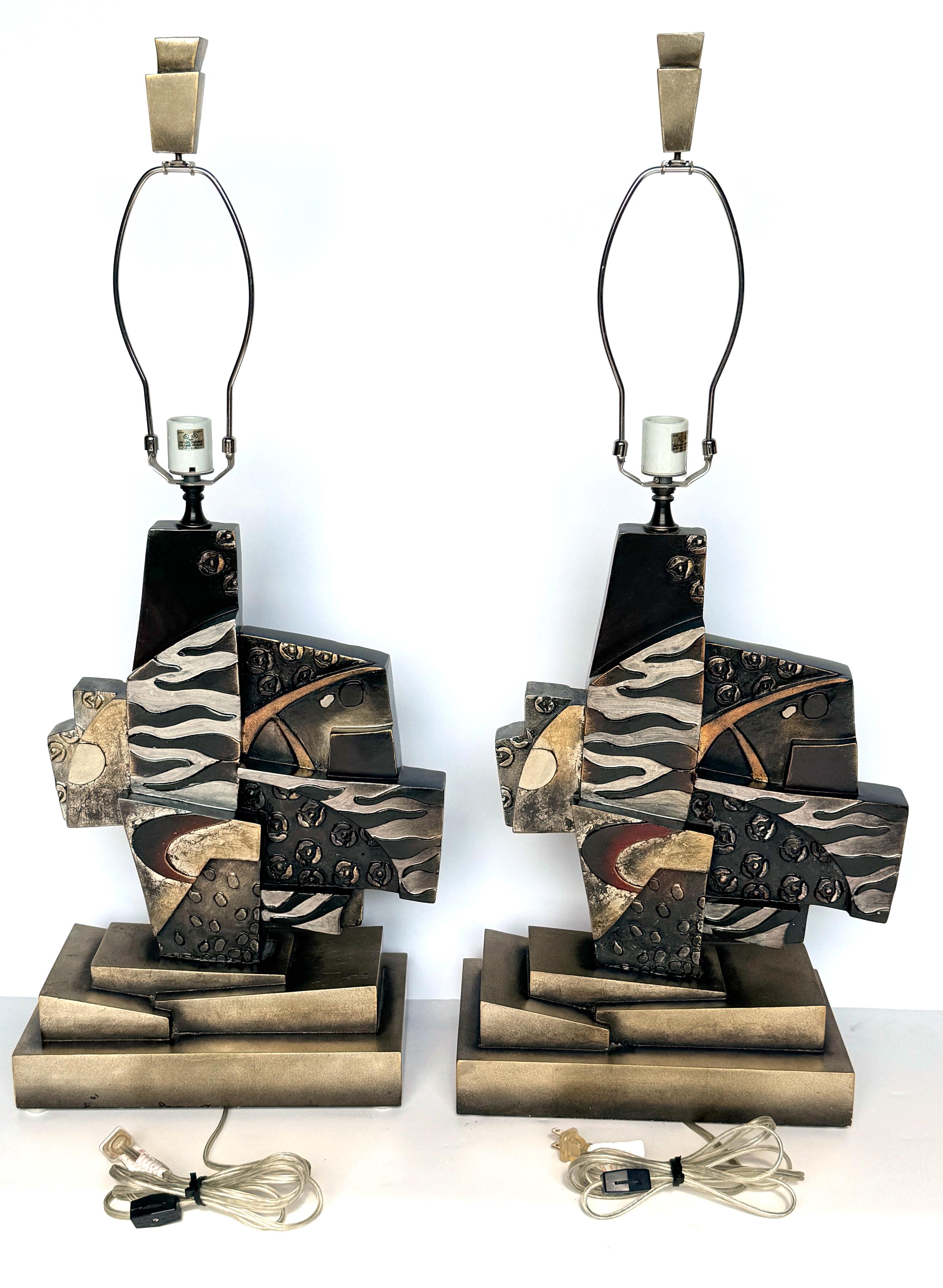 Pair of Modern Surrealistic Sculptural Lamps by Leeazanne for Lam Lee ...