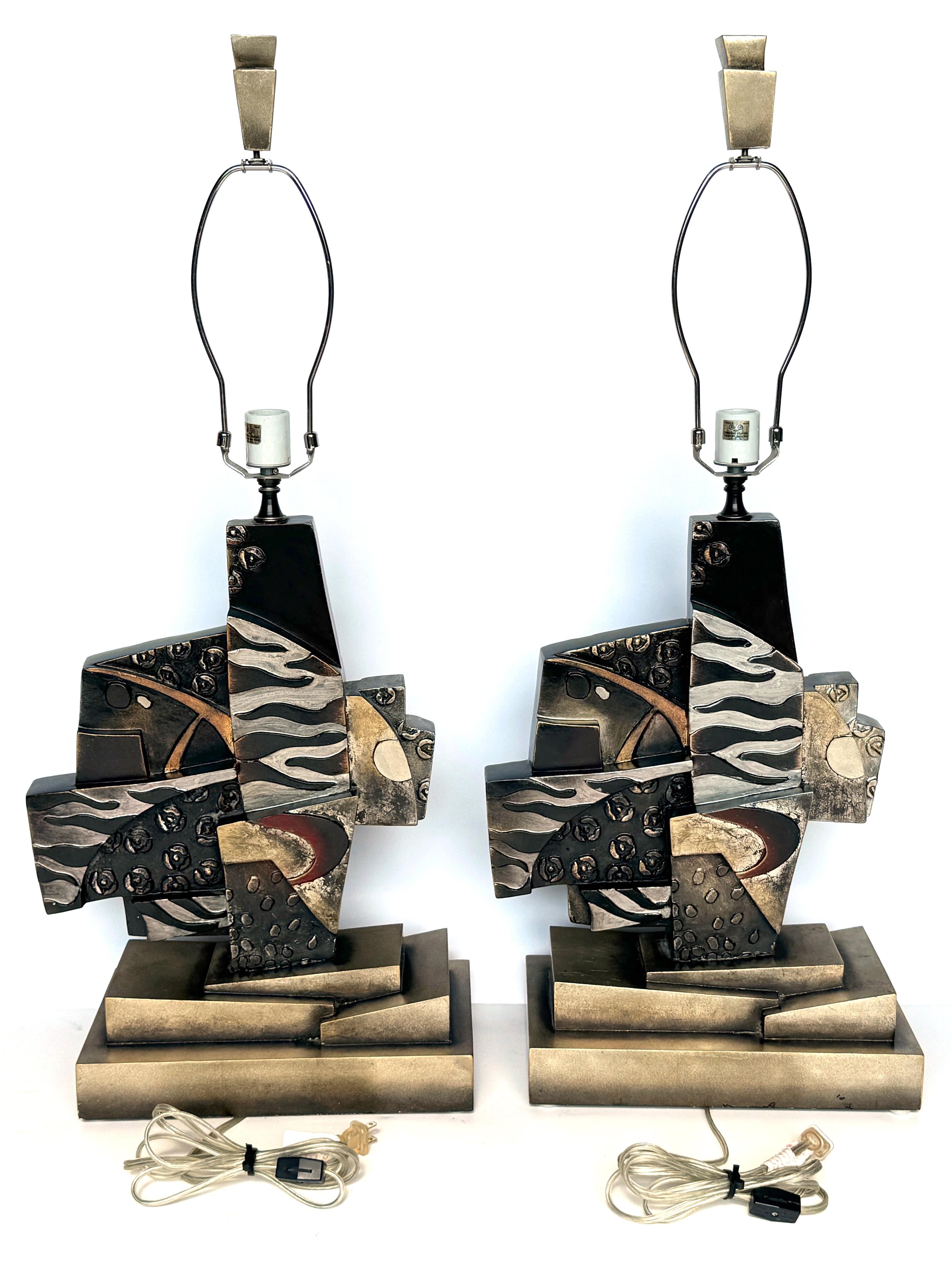 Pair of Modern Surrealistic Sculptural Lamps by Leeazanne for Lam Lee ...