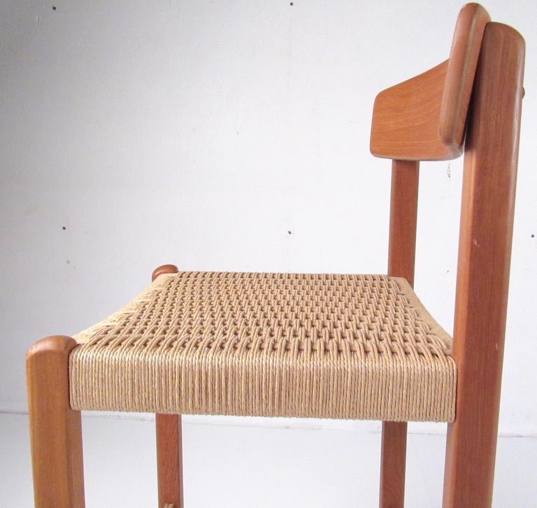 Pair of Modern Teak and Paper Cord Bar Stools at 1stDibs | paper cord ...