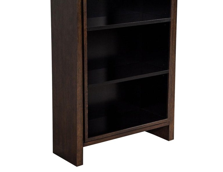 Pair of Modern Walnut and Black Bookcases For Sale at 1stDibs