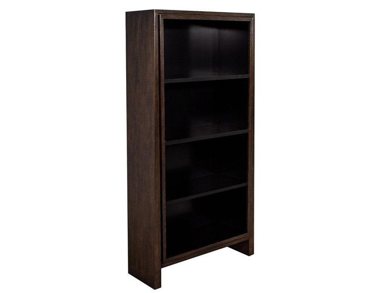 Pair of Modern Walnut and Black Bookcases For Sale at 1stDibs