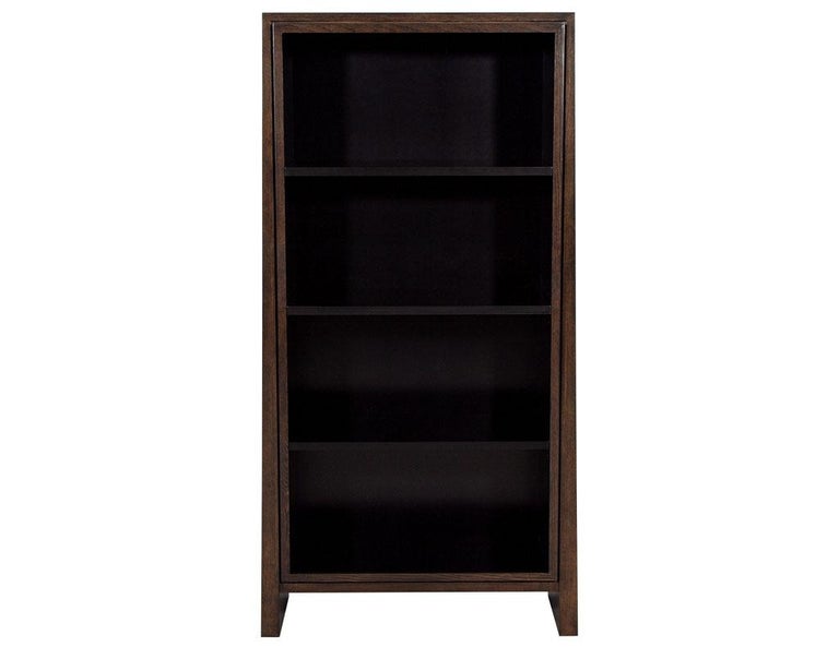 Pair of Modern Walnut and Black Bookcases For Sale at 1stDibs