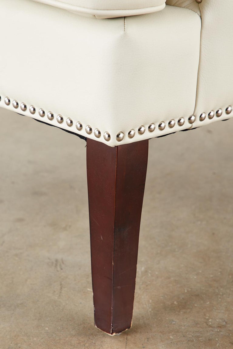 Pair of Modern White Wingback Lounge Chairs at 1stDibs