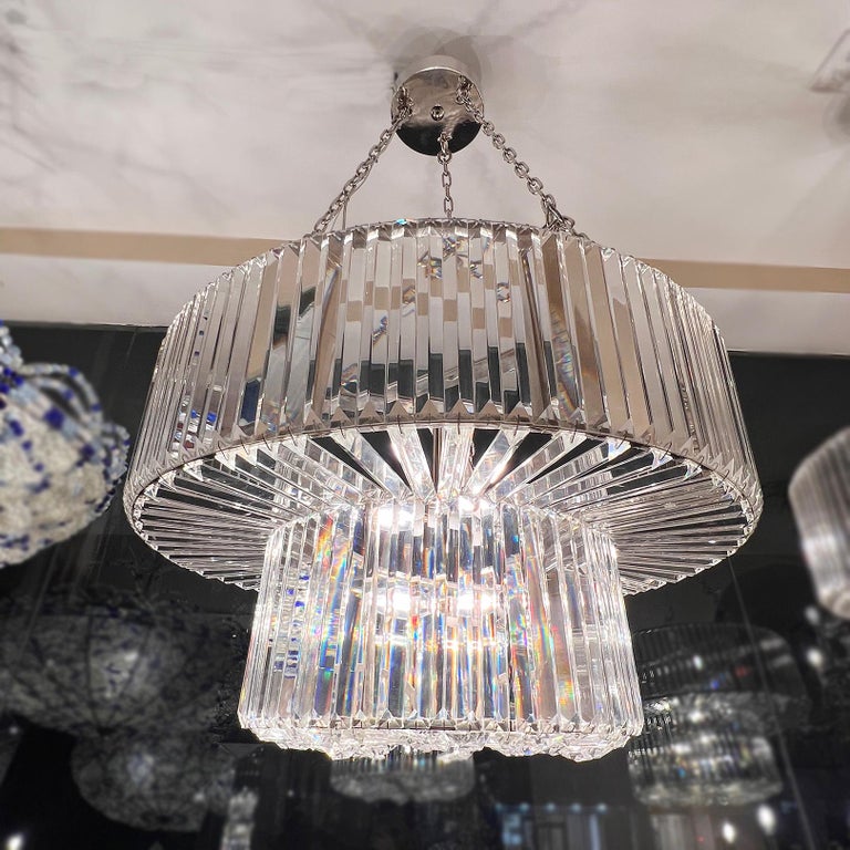Pair of Moderne Crystal Light Fixtures, Sold Individually For Sale at ...