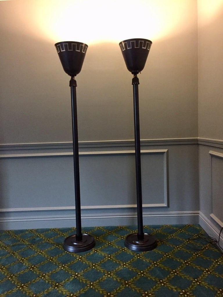 Pair of Moderne Deco Vintage Torchieres at 1stDibs