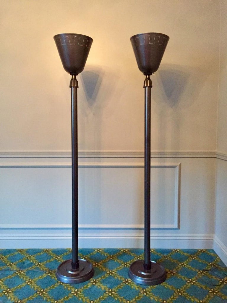 Pair of Moderne Deco Vintage Torchieres at 1stDibs
