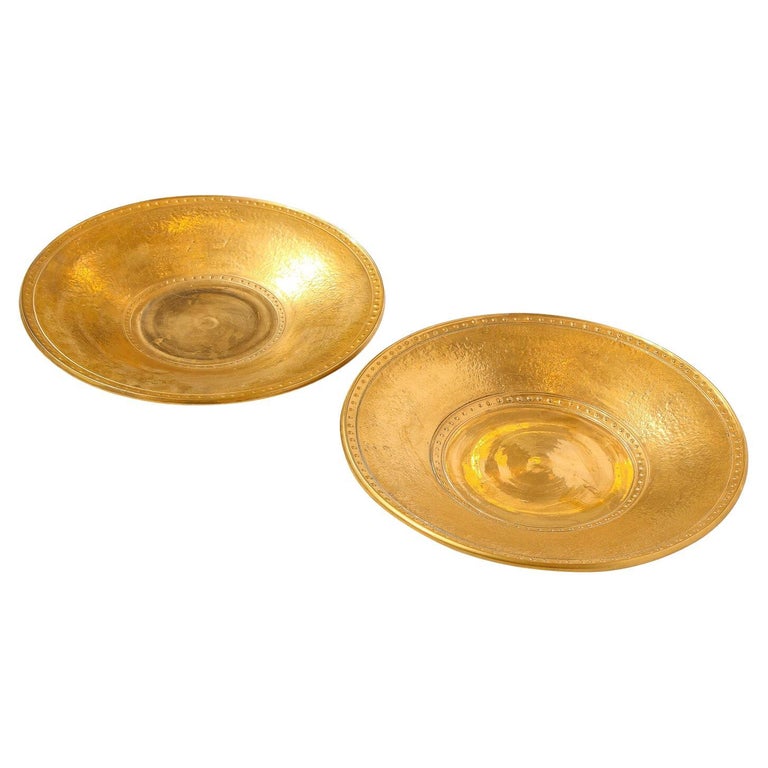 Pair of Modernist 24kt Gold Leaf Center Plates Signed Rondier by Lorin ...