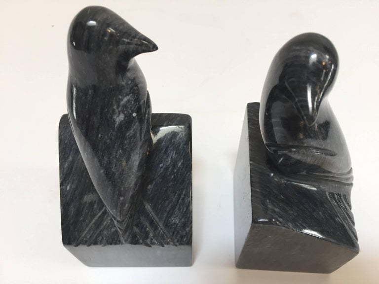 Pair of Modernist Art Deco Black Marble Birds Bookends at 1stDibs