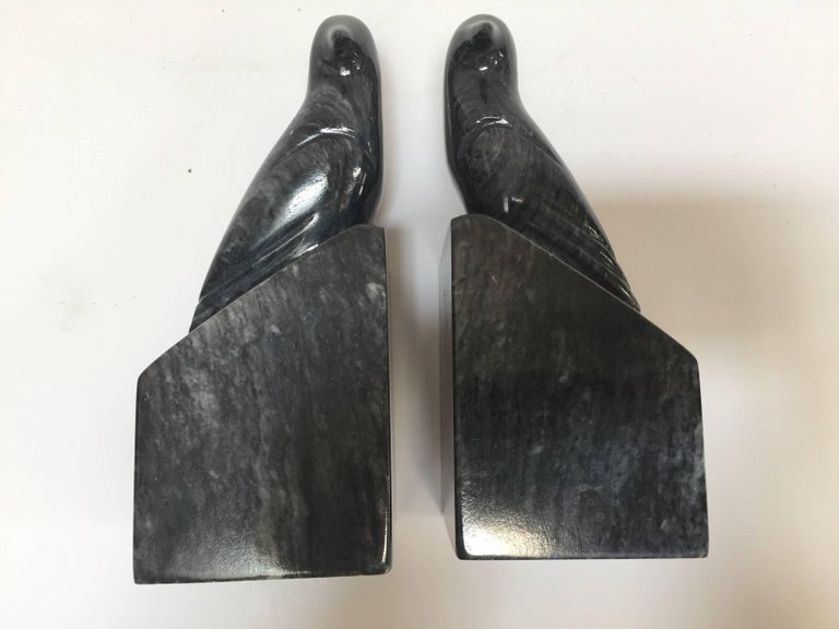 Pair of Modernist Art Deco Black Marble Birds Bookends at 1stDibs