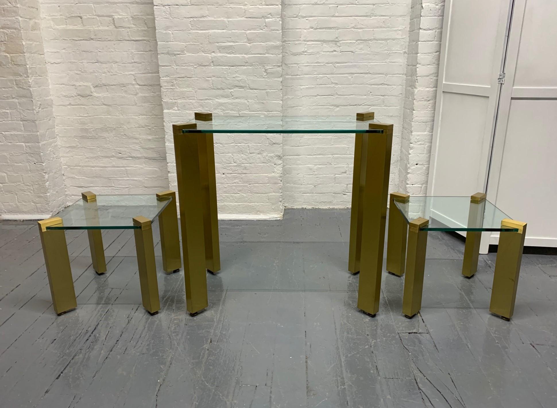 Pair of Modernist Brass Side Tables For Sale at 1stDibs