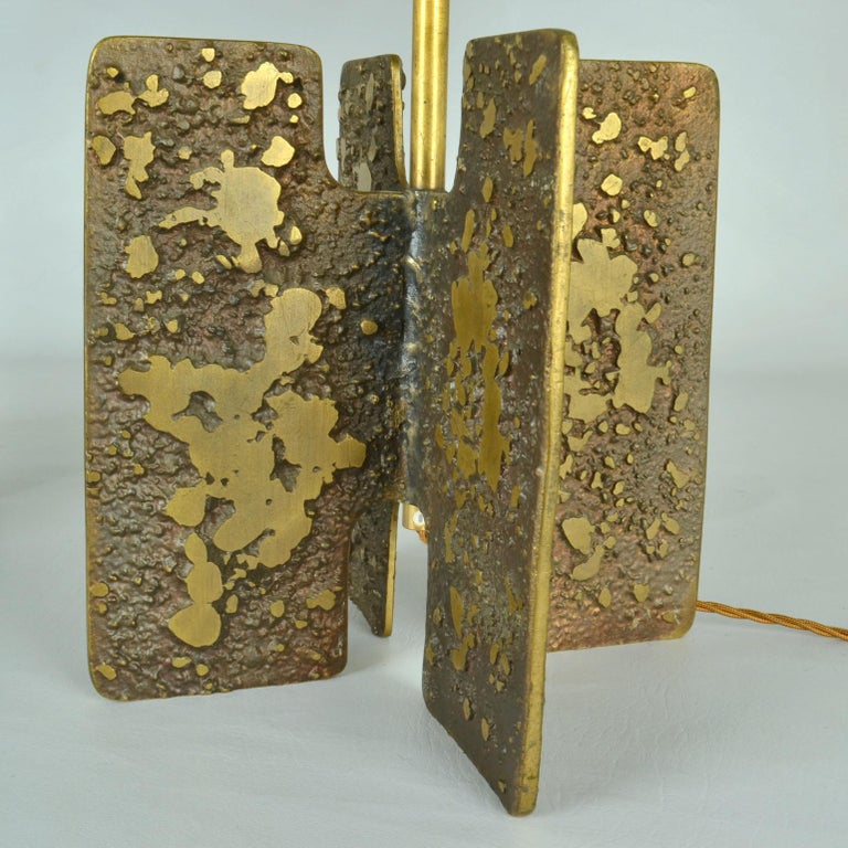 Pair of Modernist Sculptural Extruded Cross Bronze Table Lamps For Sale ...