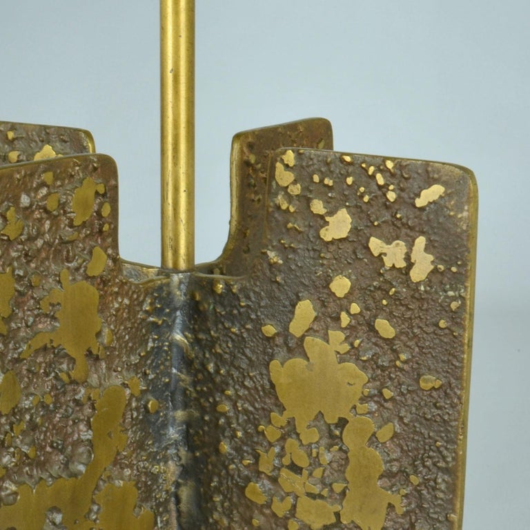 Pair of Modernist Sculptural Extruded Cross Bronze Table Lamps For Sale ...