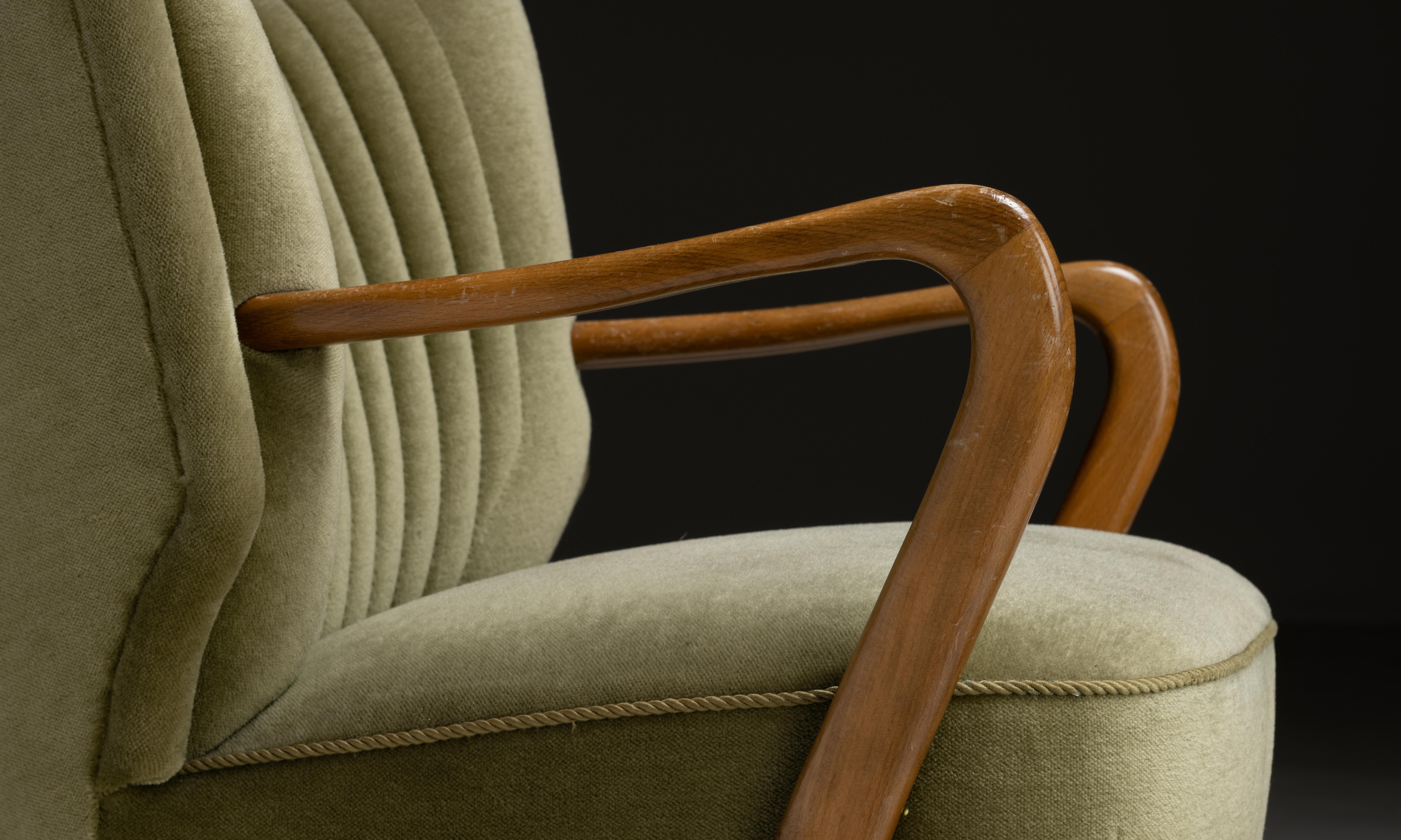 Pair of Mohair and Beech Cocktail Chairs, Netherlands circa 1950 at 1stDibs