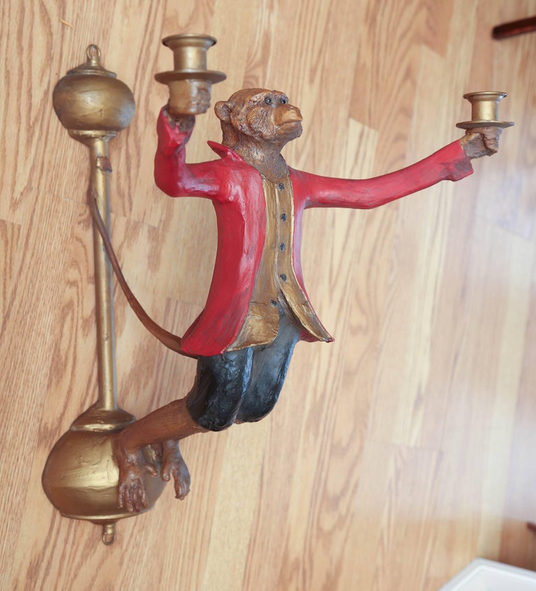 Pair of Monkey Sconces by Bill Huebbe at 1stDibs