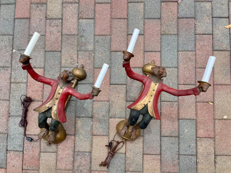 Pair of Monkey Wall Sconces by Bill Huebbe at 1stDibs | monkey sconces ...