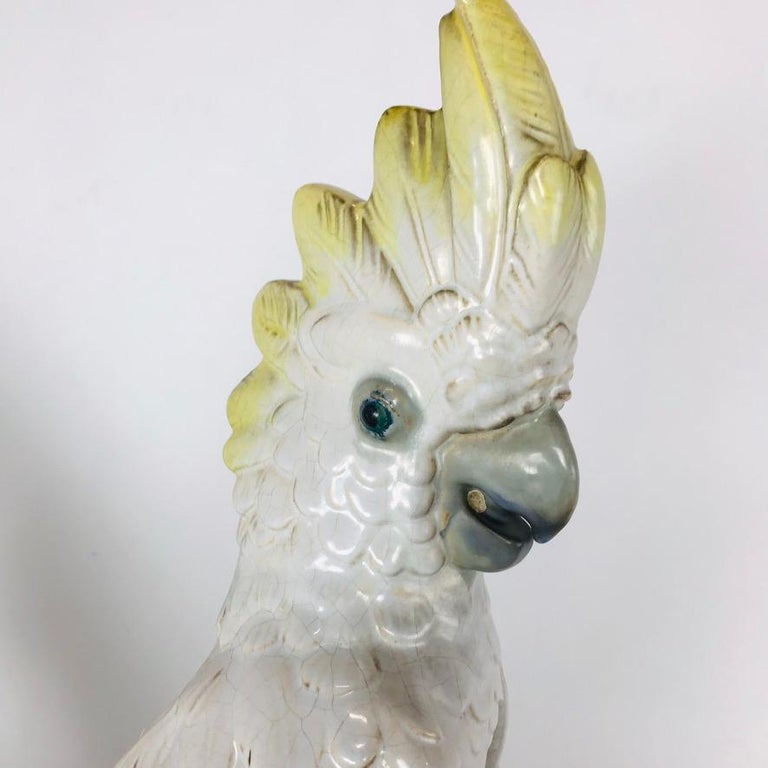 Pair of Monumental Antique Porcelain Cockatoos at 1stDibs