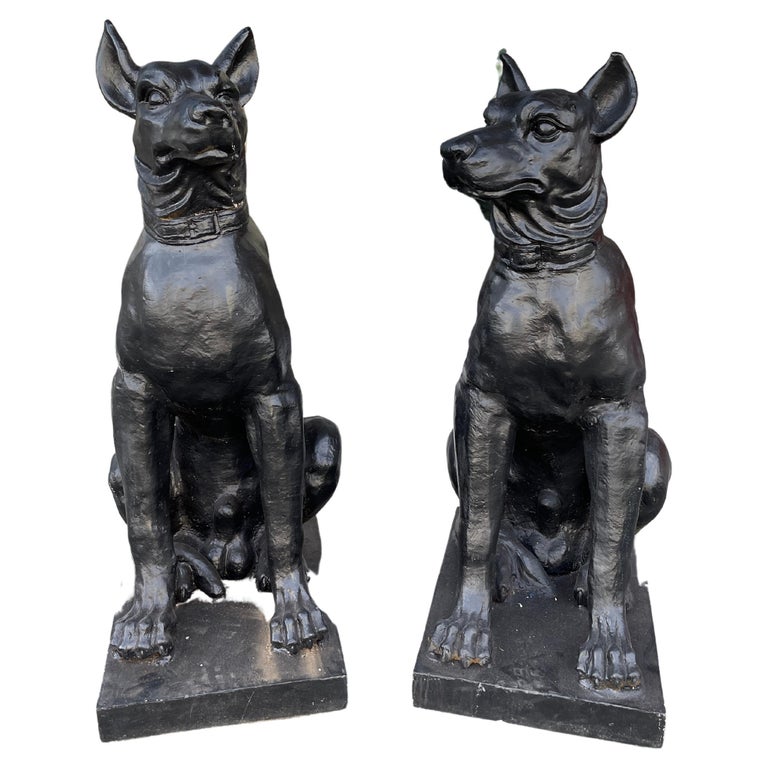 Pair of monumental cast iron 19th century cast iron dogs For Sale at ...