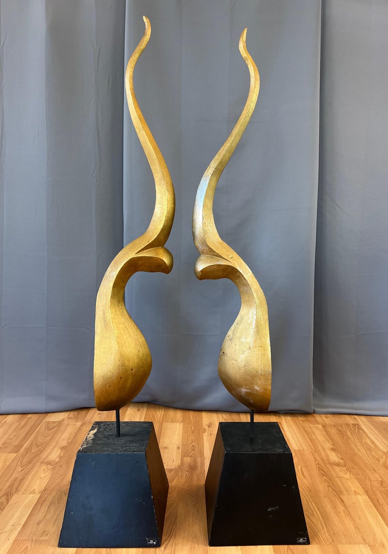 Pair of Monumental Gold Leaf Chofa Sculptures For Sale at 1stDibs