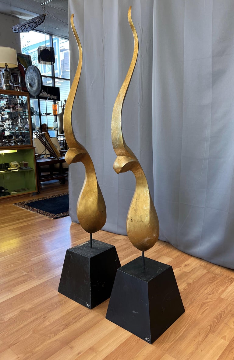 Pair of Monumental Gold Leaf Chofa Sculptures For Sale at 1stDibs