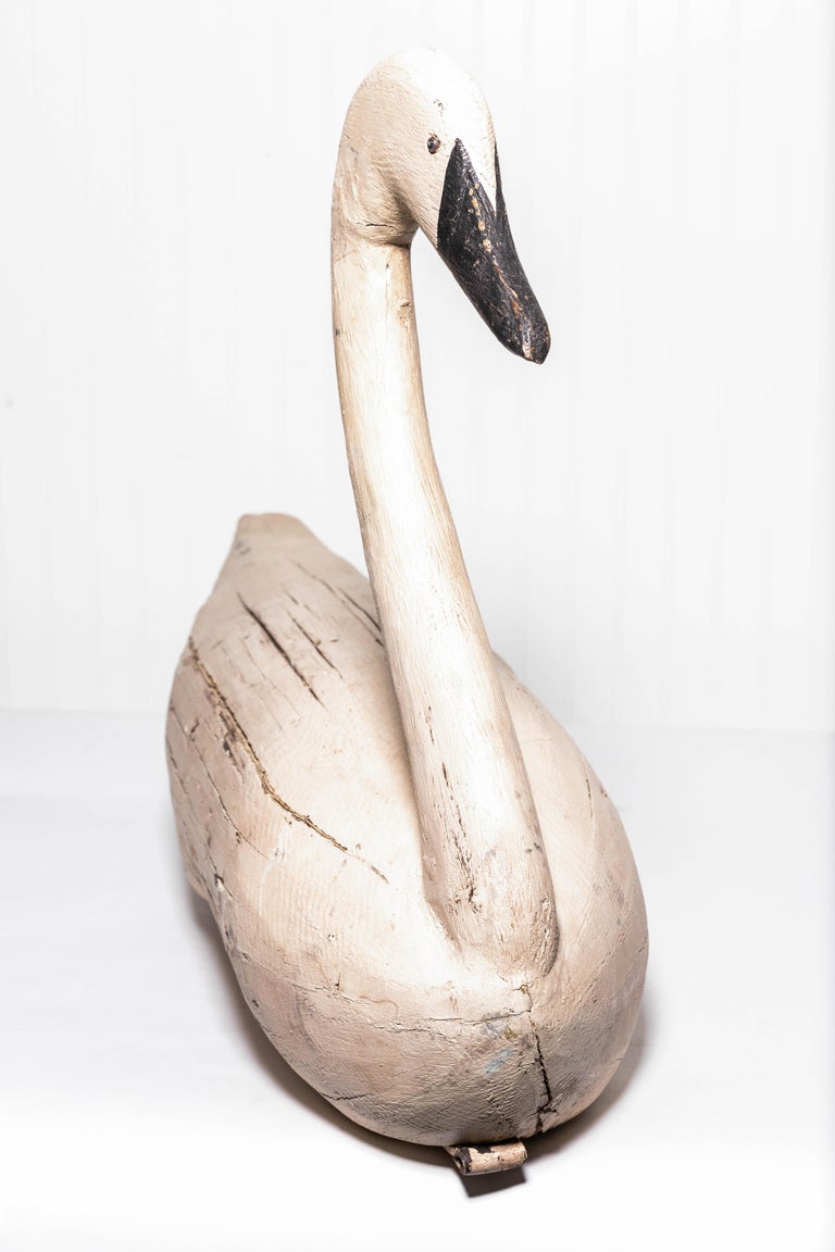 Pair of Monumental Swan Decoy's Early 1900s at 1stDibs | wooden swan decoy