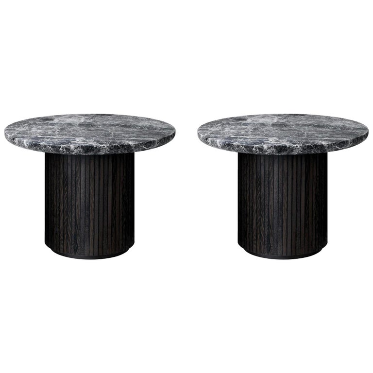 Pair of Moon Lounge Tables, Round, Marble Top For Sale at 1stDibs