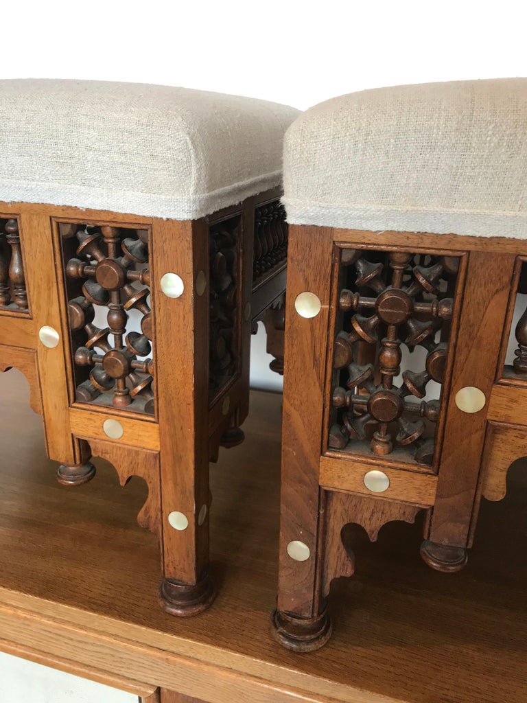 Pair of Moorish/Islamic Open Work Footstools at 1stDibs