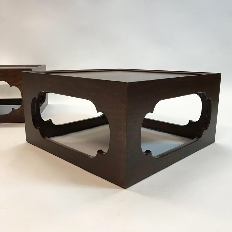 Pair of Moroccan Arabesque Mahogany Cut-Out End Tables For Sale at 1stDibs