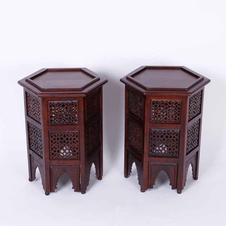 Pair of Moroccan Hexagon Stands or Tables at 1stDibs