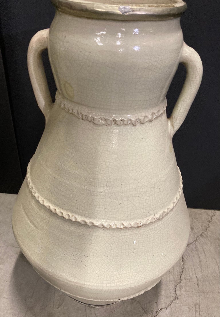 Moroccan Moorish Olive Jars from Fez, White Crackled Ivory Color at 1stDibs