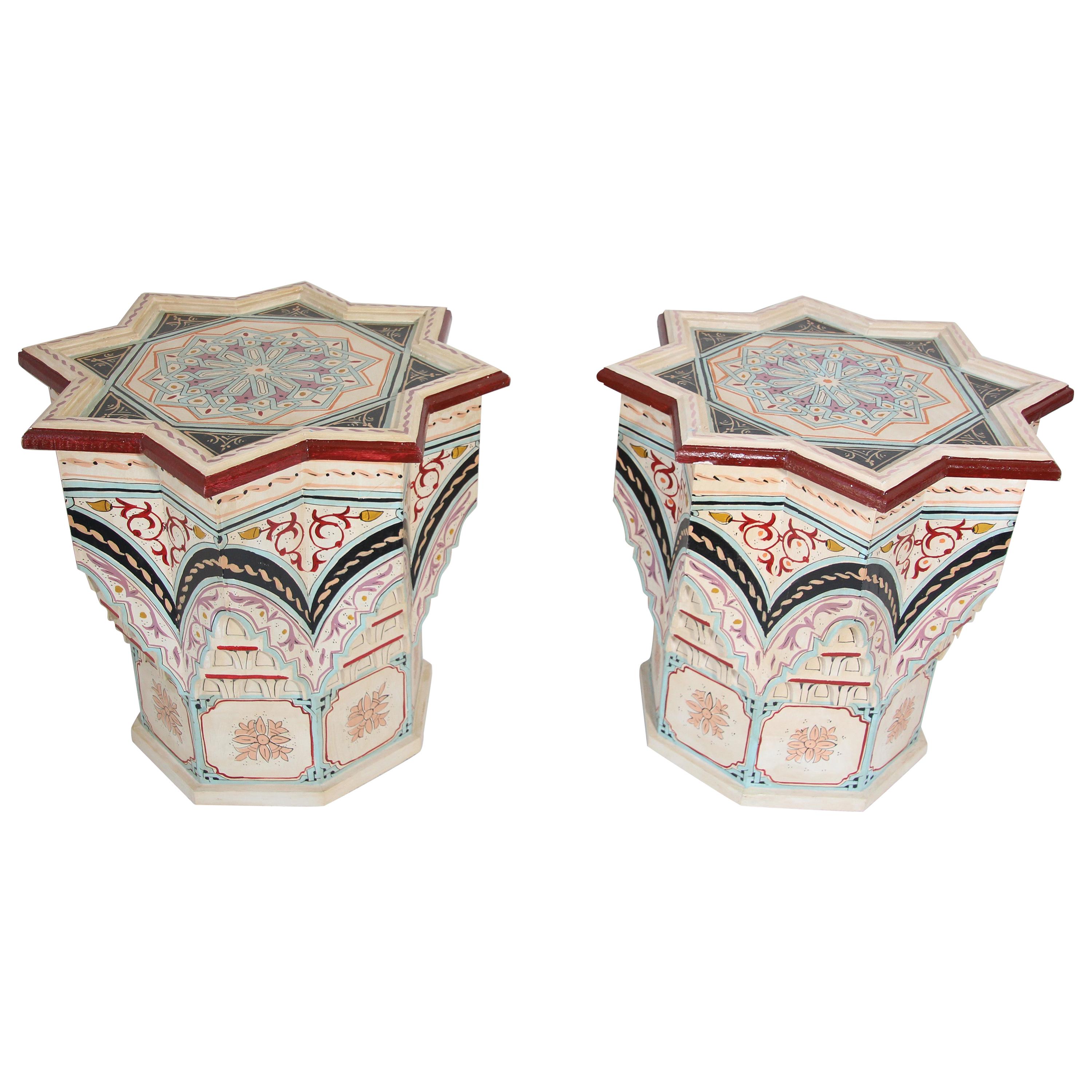 Moroccan Moorish Star Shape Green Side Table For Sale at 1stDibs