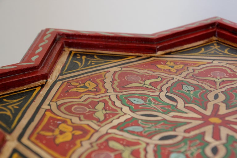 Pair of Moroccan Moorish Star Shape Red Side Tables at 1stDibs