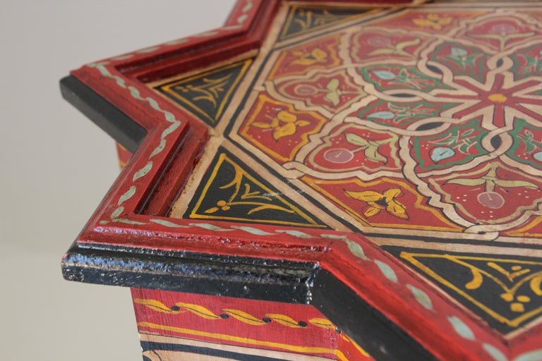 Pair of Moroccan Moorish Star Shape Red Side Tables at 1stDibs