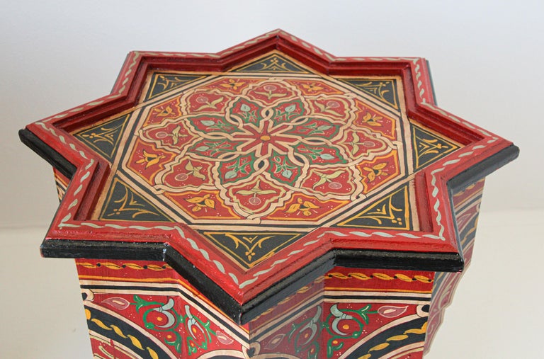 Pair of Moroccan Moorish Star Shape Red Side Tables at 1stDibs