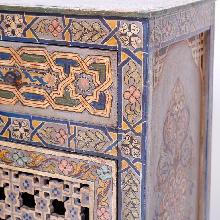 Pair of Moroccan Painted Cabinets at 1stDibs | moroccan painted furniture