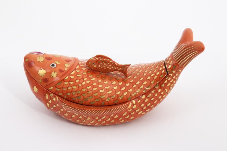 Pair of Mottahedeh Vista Alegre Sculptural Chinese Export Carp Fish ...