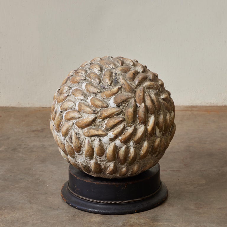 Pair of Mounted Spherical Shell Sculptures For Sale at 1stDibs