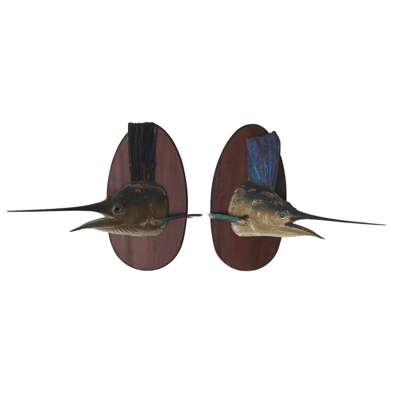 Pair of Mounted Swordfish Sculptures at 1stDibs