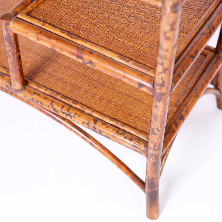 Pair of Multitiered Faux Burnt Bamboo Stands at 1stDibs