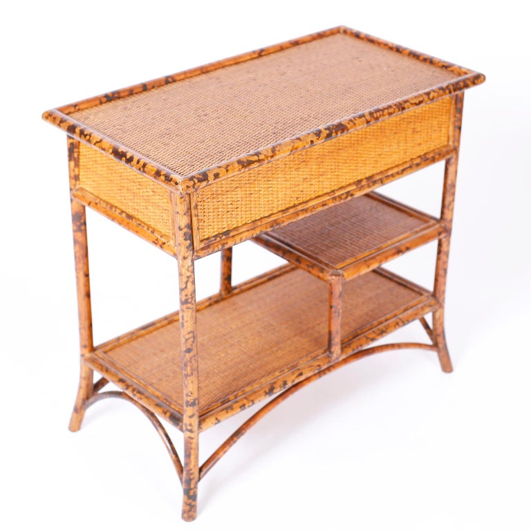 Pair of Multitiered Faux Burnt Bamboo Stands at 1stDibs