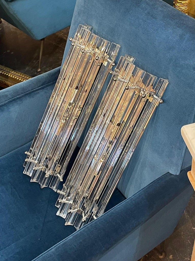 Pair of Murano Barber Style Sconces For Sale at 1stDibs