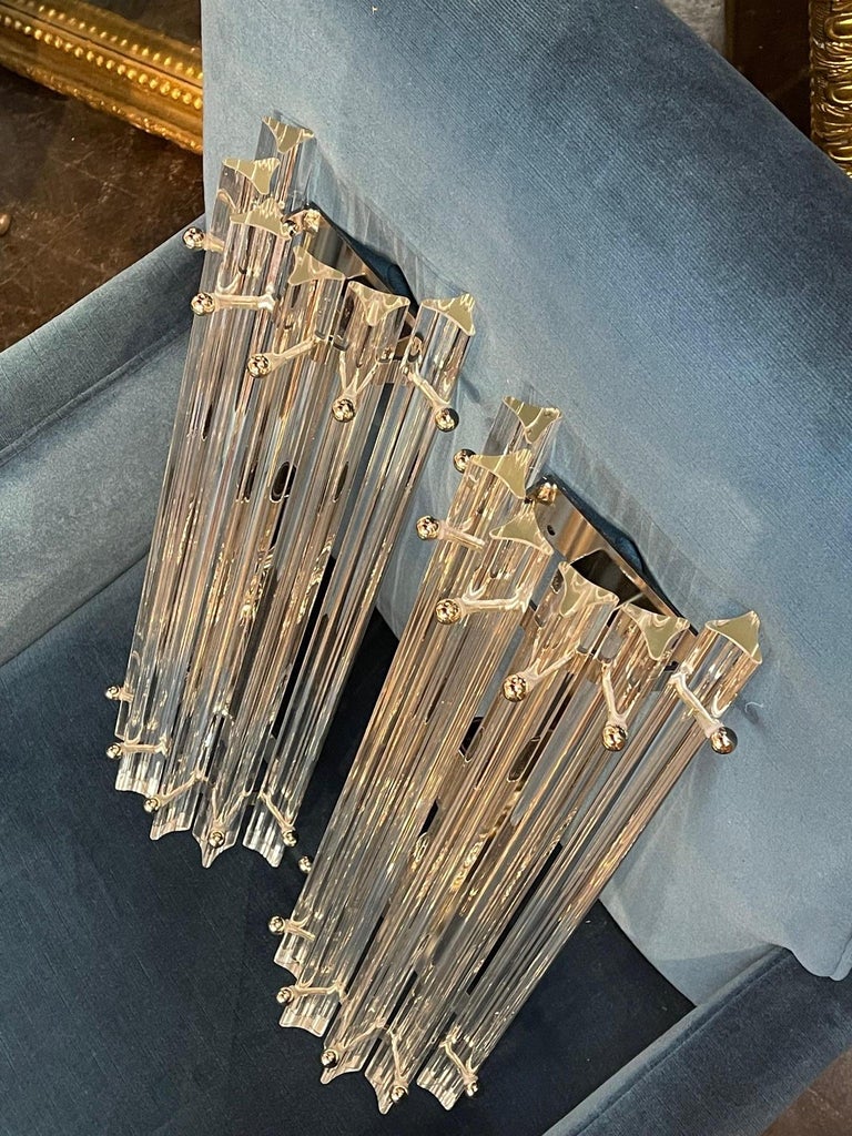 Pair of Murano Barber Style Sconces For Sale at 1stDibs