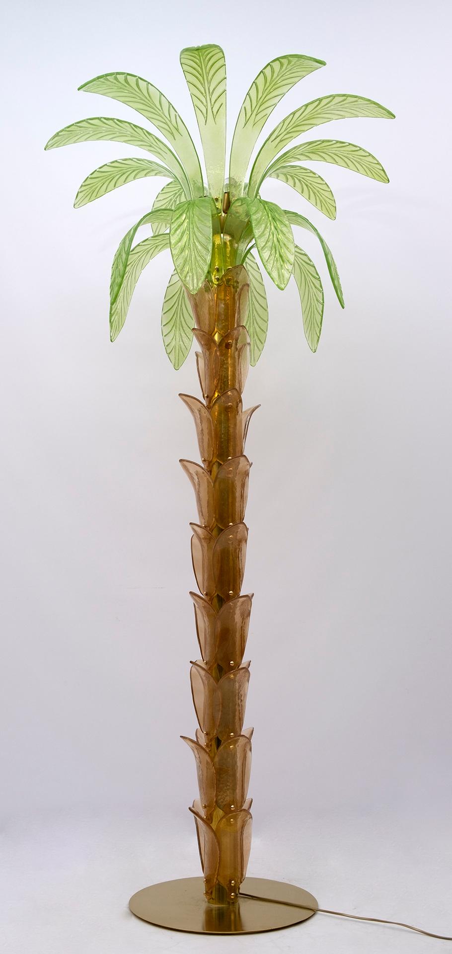 Pair of Murano Glass and Brass Palm Tree Floor Lamps, 1970s For Sale at ...