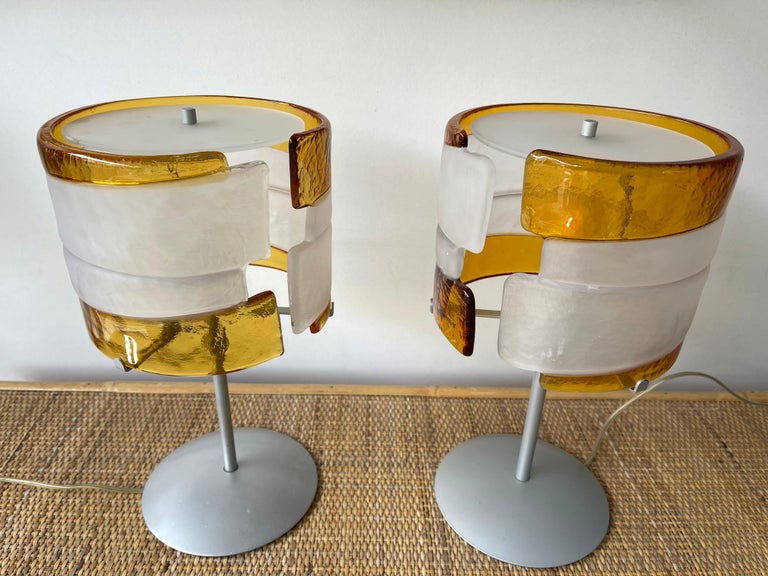 Pair of Murano Glass Lamps by Mazzega, Italy, 1980s For Sale at 1stDibs