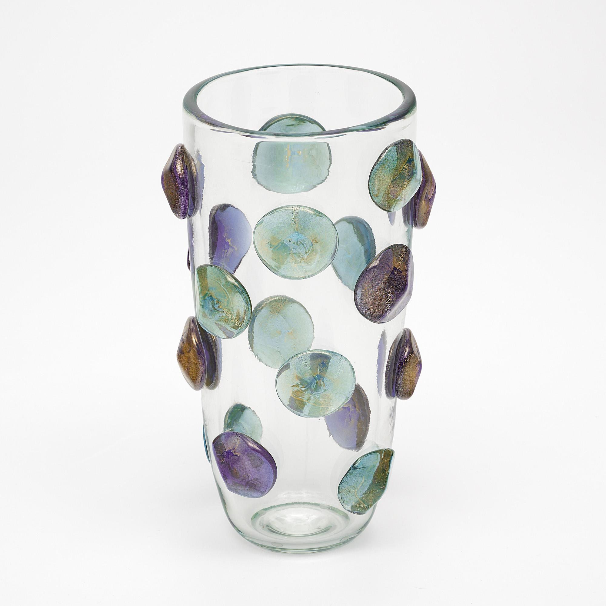 Pair of Murano Glass Medallion Vases For Sale at 1stDibs